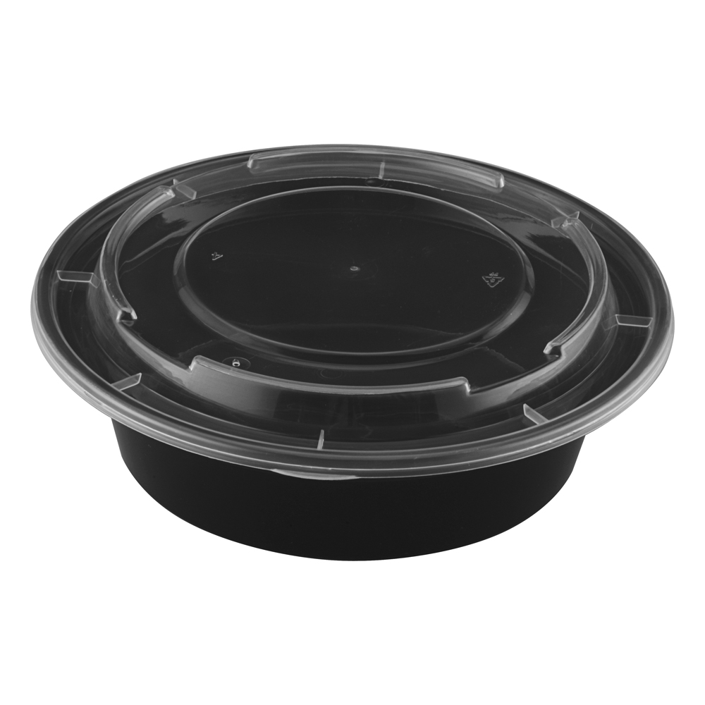 24 Oz Round Black Base Container And Lids - Continental Paper & Packaging