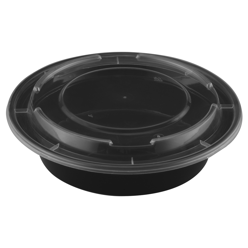 32 Oz Round Black Base Container And Lids - Continental Paper & Packaging