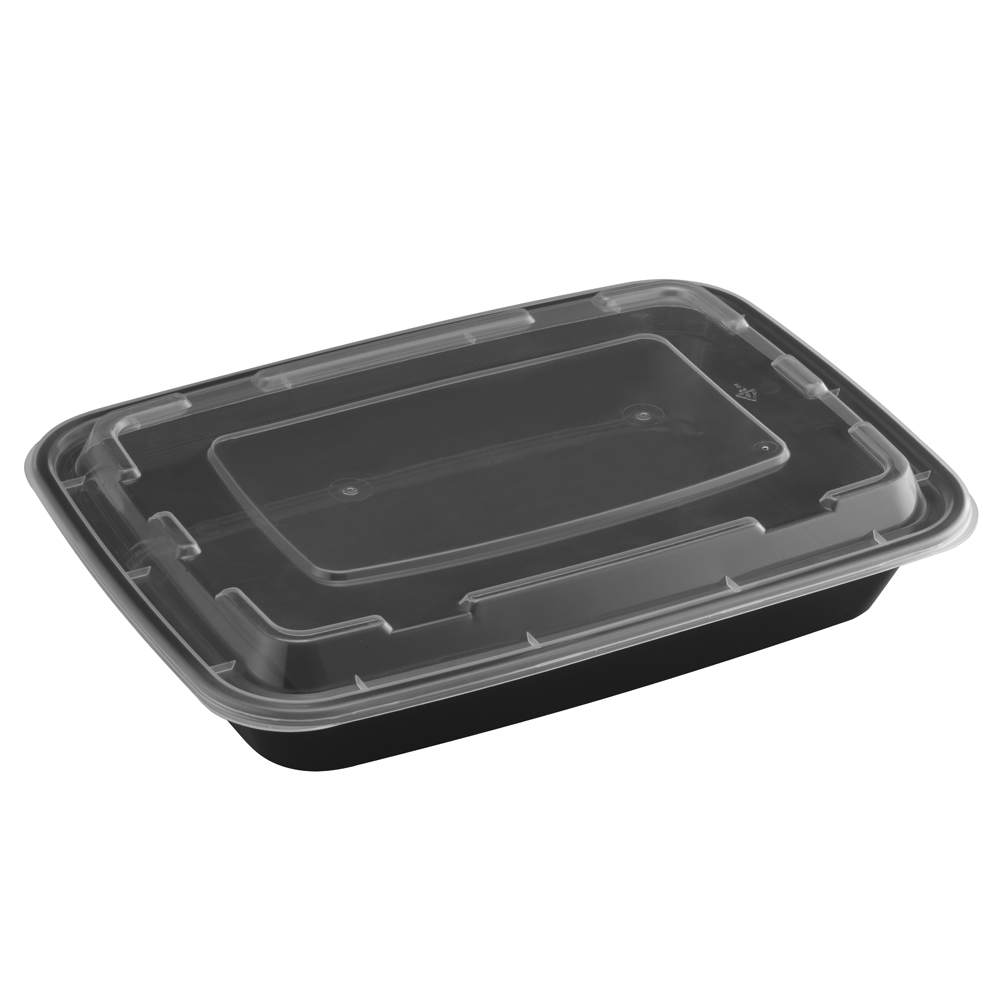 58 Oz Rectangular Black Base Container And Lids - Continental Paper ...